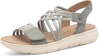 Jana Coshy Damen Sandalen flach mit Klettverschluss Vegan, Blau (Denim), 38 EU