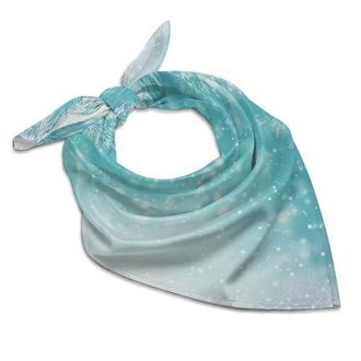 Generic Foulard carré en soie avec flocons de neige turquoises - Écharpe légère pour cheveux - Respirant - Cadeau pour homme et femme, multicolore, 60x60cm