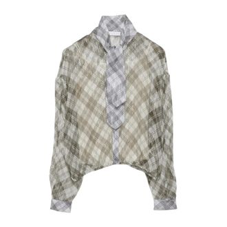 Fabiana Filippi Chiffon Fantasy School Check Shirt - - Blouses & Shirts - Damen - Grau - S
