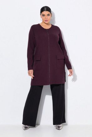 Ulla Popken Strickjacke Strickjacke Feinripp Rundhals 2-Wege-Zipper