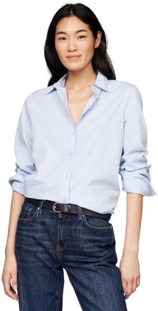 Tommy Hilfiger Damen Hemd Regular Shirt Baumwolle, Blau (Breezy Blue), 40