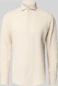 Profuomo Regular Fit Leinenhemd mit Kentkragen