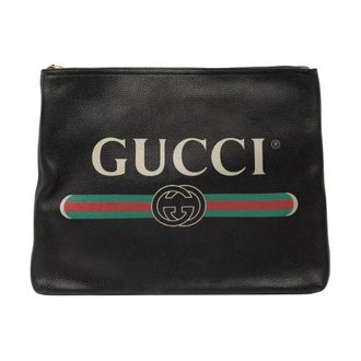 Gucci Pre-owned Pochette zipp&eacute;e en cuir - Femme - Pre-owned - Noir - Taille: ONE Size