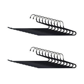 Relaxdays Hosenb&uuml;gel, 20er Set, rutschfeste Kleiderb&uuml;gel, platzsparend, HBT: 17,5 x 35 x 0,5 cm, Anzugb&uuml;gel, schwarz