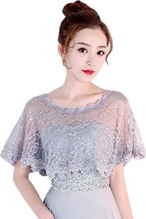 ACVIP Poncho léger en dentelle pour femme, gris, taille unique
