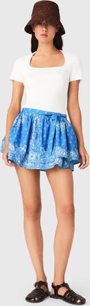 Maje Bedruckter Rock Mit Volants - Bleu Ciel Bandana Print - Maje