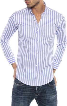 Red Bridge Hochwertiges Hemd gestreift Langarm Ideal für Business und Alltag Premium Qualität Hellblau XXL