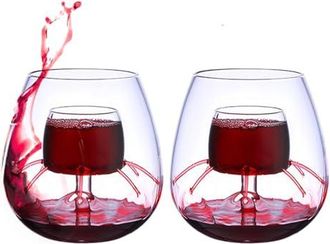 Generico Verre &agrave; vin a&eacute;r&eacute; - Ensemble de verrerie pour fontaine, d&eacute;canteur de vin sans pied avec effet fontaine | Verres &agrave; vin &agrave; plat et d&eacute;canteur en verre de c