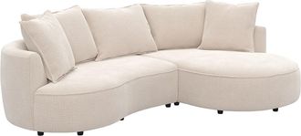 Vente-Unique Ecksofa rechts - Chenille-Stoff - Beige - CEPRANO von Maison C&eacute;phy