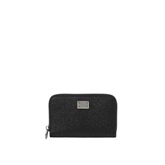 Dolce & Gabbana Homme, Accessoires, Noir, Taille: ONE Size Portefeuille zipp&eacute; en cuir noir