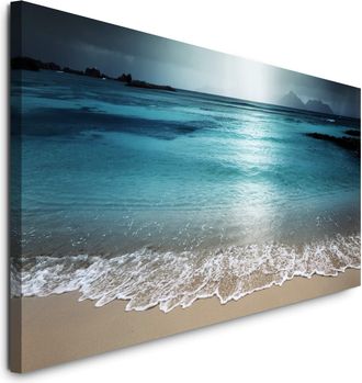 Paul Sinus Art GmbH Meer mit Strand 120x 50cm Panorama Leinwand Bild XXL Format Wandbilder Wohnzimmer Wohnung Deko Kunstdrucke