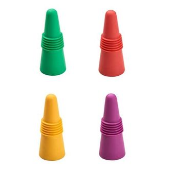 Lurch 211626 Flaschenstopfen 4er Set Party zum luftdichten Verschließen von Sekt-und Weinflaschen, Grape, Lemonade, Peppermint, wild Berry, schmal