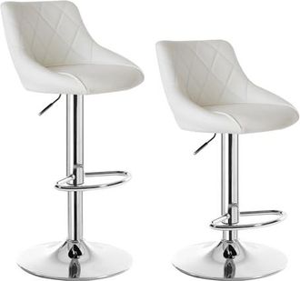 Woltu Lot de 2 Tabourets de Bar avec siège Bien rembourré en Cuir Artificiel,Blanc