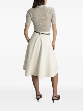 Brunello Cucinelli Silk-Alpaca Knit Polo Sweater - Gray