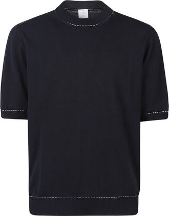 Eleventy Homme, Pulls, Bleu, Taille: L T-Shirt &agrave; col rond
