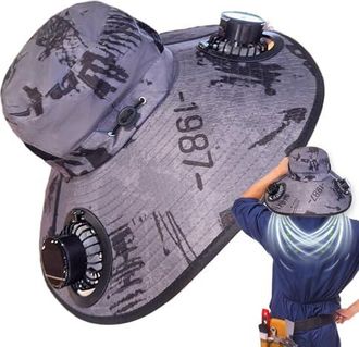 Generico Opilroyn Chapeau de ventilation aliment&eacute; par l&eacute;nergie solaire | Chapeau de p&ecirc;cheur respirant &agrave; large bord et USB - Accessoires pour femmes pour le jar