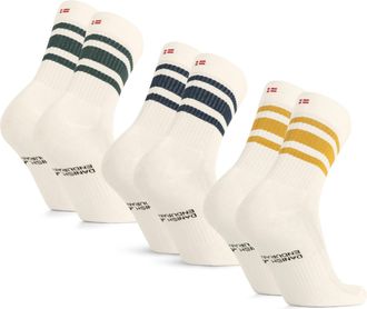 Danish Endurance Bio Baumwoll Tennissocken, Sneaker Socken, Sportsocken, Unisex, Herren & Damen, 3 & 6 Paar, Mehrfarbig (1xCremeweiß/Dunkelgrün, 1xCremeweiß/Marineblau