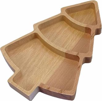 Generic Weihnachtsteller für Süßigkeiten Weihnachten Servierschalen Tannenbaum Schale Schneemann Schiefertablett Christmas Holz Snackschalen Partyzubehör (Wei