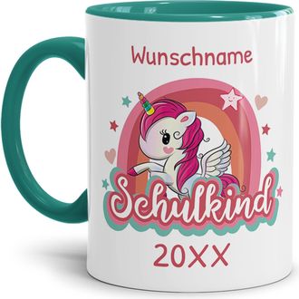 Tassendruck Personalisierbare Tasse zur Einschulung - Schulkind mit Name und Jahr personalisiert - Einhorn Tasse, personalisierte Geschenke zur Einschulung | 300m