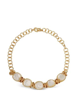 Gas Bijoux Sirena Old Plated And Mother Of Pearls Necklace