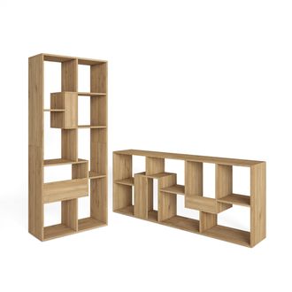 Skraut Home | B&uuml;cherregal Bibliothek | Bookshelf, Bookcase | 162x67x31cm | Aufbewahrungsregal | Moderner Stil | Eiche