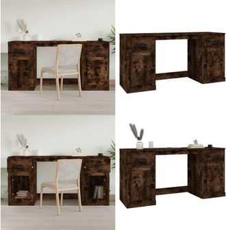 vidaXL Schreibtisch mit Stauraum R&auml;uchereiche Holzwerkstoff - Holzschreibtisch - Schrank