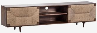 Sklum Sklum - TV-M&ouml;bel 200x40 cm aus Mangoholz und Jute Evans Braun Dark