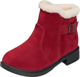 Generic Bottes dhiver confortables &agrave; enfiler pour femme - Style d&eacute;contract&eacute; - Couleur unie - Doublure en polaire - Talon bas et &eacute;pais - Confortables - Chaudes
