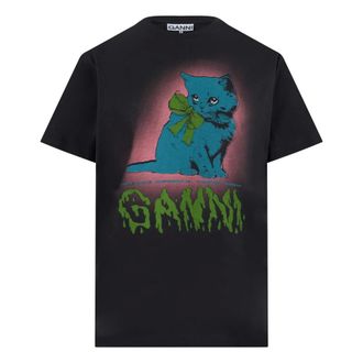 Ganni Femme, Tops, Noir, Taille: 42 FR T-Chemises