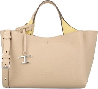 Tod's Femme, Sacs, Beige, Taille: ONE Size T Timeless Mini Cabas en Cuir