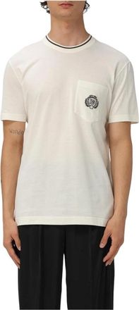 Dolce & Gabbana Homme, Tops, Blanc, Taille: M Embroidered Pocket Tee