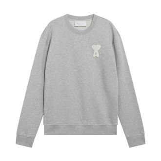 Ami Homme, Sweatshirts et sweats &agrave; capuche, Gris, Taille: S SweaT-shirt ras du cou avec patch tricot&eacute;