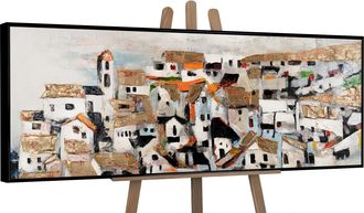 Yohji Yamamoto Art Luxus Abstrakt Acryl Gemälde auf Leinwand Häuser in der Sonne handgemalt Wandbild moderne Wohndekor Bilder echtes Kunstwerk 150x50 cm