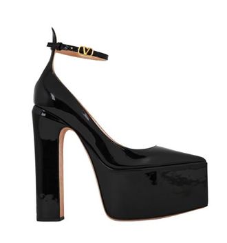 Valentino Garavani Valentino Black Patent Tan Go Heels Size 37