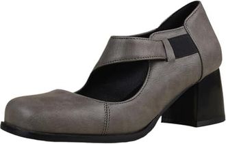 SJJH Chaussures Mary Jane pour femme avec talon compens&eacute;, talon bloc de 6 cm et barre &eacute;lastique, semelle en caoutchouc antid&eacute;rapante, pour le bureau et la 