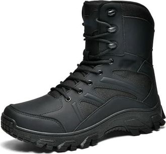 Generic GLDFW Bottes mi-mollet tendance à lacets pour homme Bout rond Bottes de motocross Chaussures de marche décontractées, Noir, 40 2/3 EU