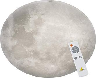 Trio Leuchten LED Deckenleuchte Lunar 627516000, Acryl mit Mondmotiv, Mondphase wechselbar, 1 x 40 Watt LED, Helligkeit einstellbar, Nachtlich Funktion, inkl. Fernb