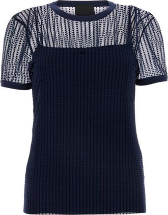 Givenchy T&uuml;ll-T-Shirt mit Polka Dots - Blau