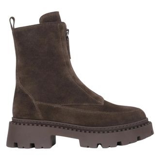 Estro & Luminara Dunkelbraune Damen Stiefeletten aus Italienischem Echtem Veloursleder mit Leichter Isolierung - - Shoes - Damen - Braun - 38 EU
