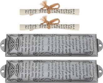Angoily 2 St&uuml;ck 2 St&uuml;ck Vintage Mezuzah aus Metall 132mm mit Bibelversen J&uuml;dische Hausdekoration f&uuml;r Wohn und B&uuml;rogestaltung