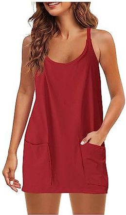 Generic Tenues athl&eacute;tiques pour femme - Tenue d&eacute;t&eacute; - Tenue de sport active - Chemises sans manches - Short de voyage - V&ecirc;tements d&eacute;t&eacute; assortis, bordeaux, S