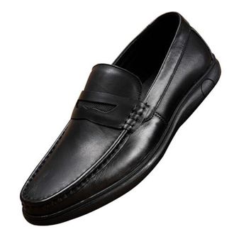 Generic Mocassins Penny Mocassins classiques &agrave; enfiler en cuir doux et confortable pour homme, Noir, 40 2/3 EU