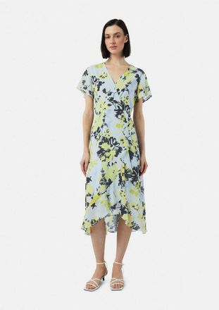 Comma Midikleid Kleid Antailliertes Midikleid mit Volants und All-over-Print