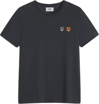Maison Kitsun&eacute; Double Fox Head T-shirt - - Tops - Damen - Schwarzk - S