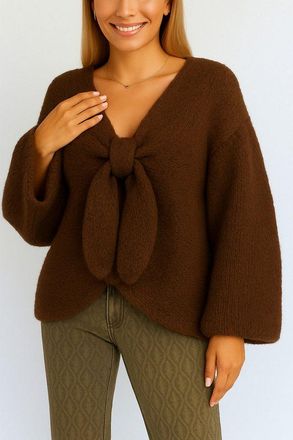 Worldclassca Cardigan WORLDCLASSCA Damen Oversize Cardigan Strickjacke mit Schleife Fashion Neue Kollektion - Stilvolle und gemütliche Strickmode für Damen