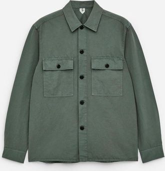 Arket Overshirt Aus Baumwolle Und Leinen -Gr&uuml;n