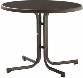 Sieger Tisch 209/G 86 cm grau Gestell aus Stahl in eisengrau, Tischplatte aus Mecalit-Pro in anthrazit