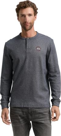 Tom Tailor Herren 1048587 Henley Langarmshirt Aus Baumwolle, 19932 - Navy Grindle Structure, 3XL EU