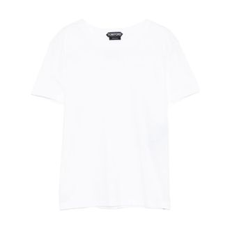Tom Ford Baumwolljersey-T-Shirt mit tonalem TF-Logostick - - Tops - Damen - Wei&szlig; - XS