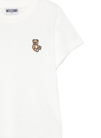 Moschino Logo-Embroidered Cotton T-Shirt - White